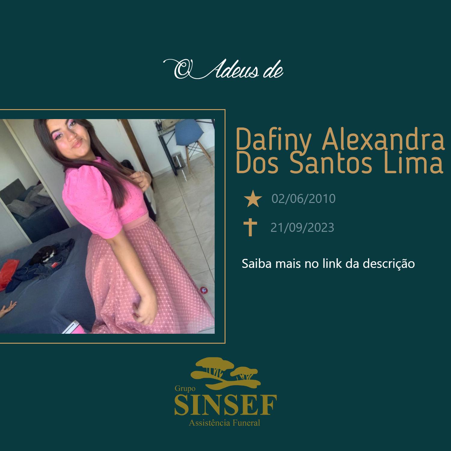 Grupo Sinsef comunica o falecimento, aos 13 anos, de Dafiny Alexandra ...