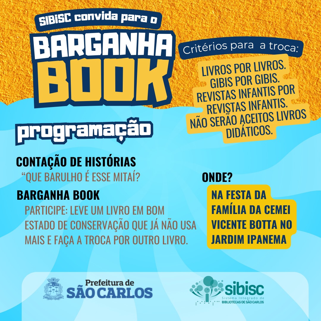 Barganha Book acontece neste sábado em CEMEI do Jardim Ipanema - São ...