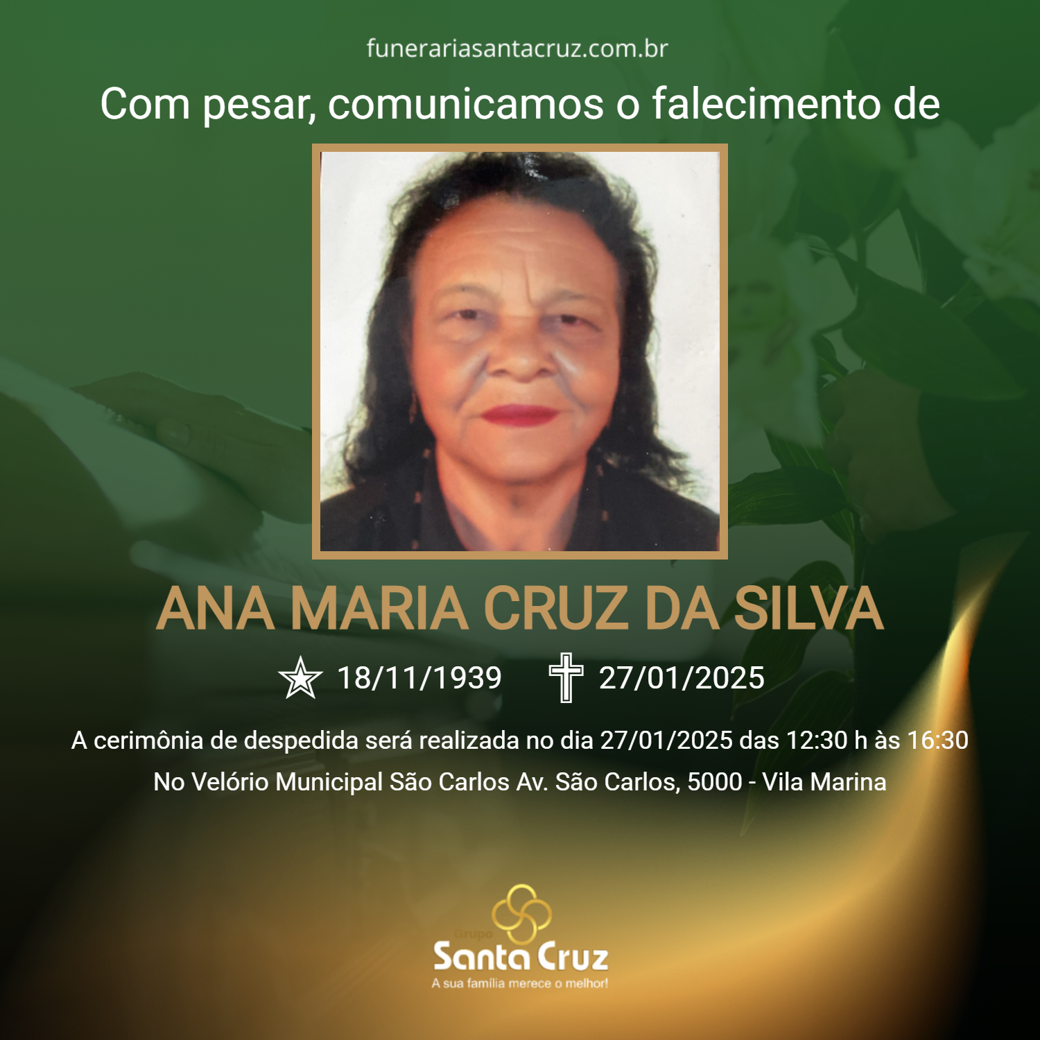 O falecimento, aos 85 anos, de Ana Maria Cruz da Silva - São Carlos em Rede