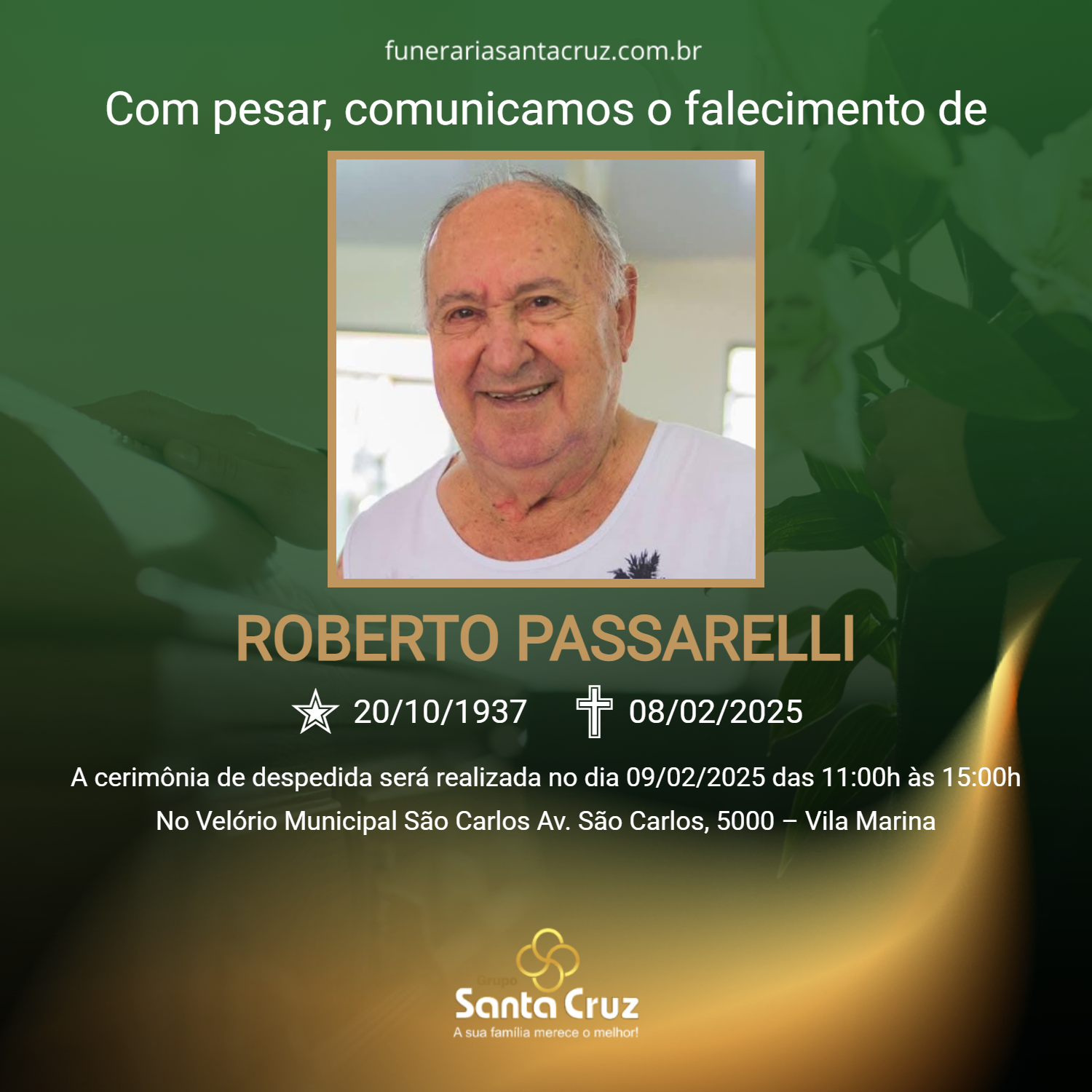 O falecimento, aos 87 anos, de Roberto Passarelli - São Carlos em Rede