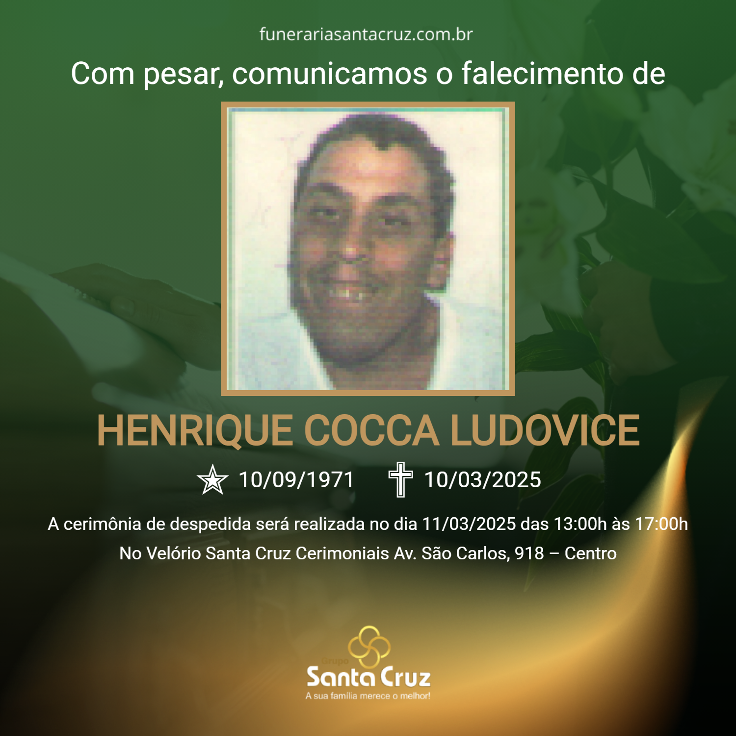 O falecimento, aos 53 anos, de Henrique Cocca Ludovice - São Carlos em Rede
