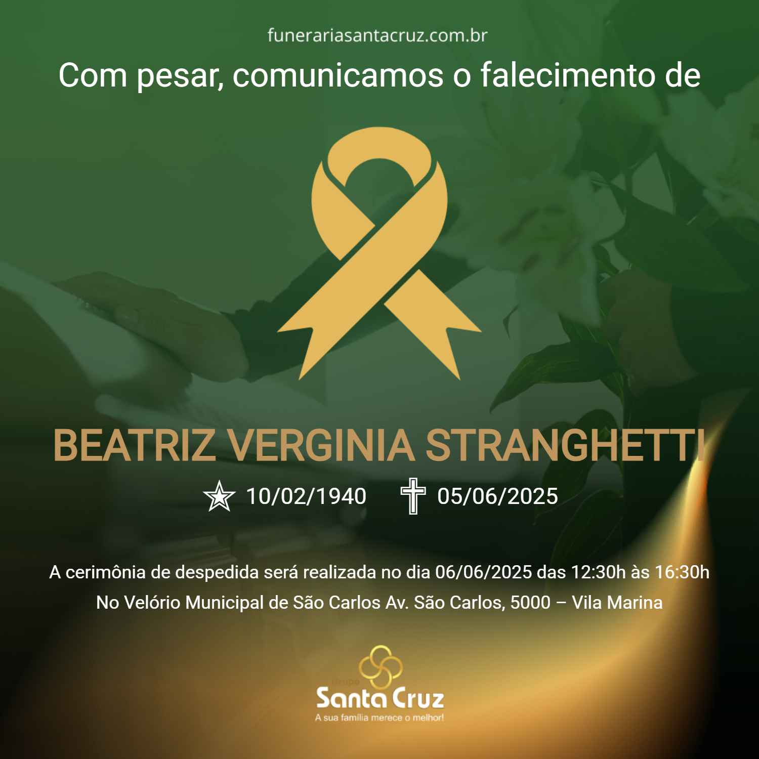 O falecimento, aos 85 anos, de Beatriz Verginia Stranghetti - São ...
