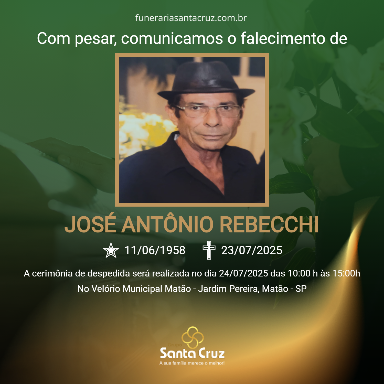 O falecimento, aos 67 anos, de José Antônio Rebecchi - São Carlos em Rede