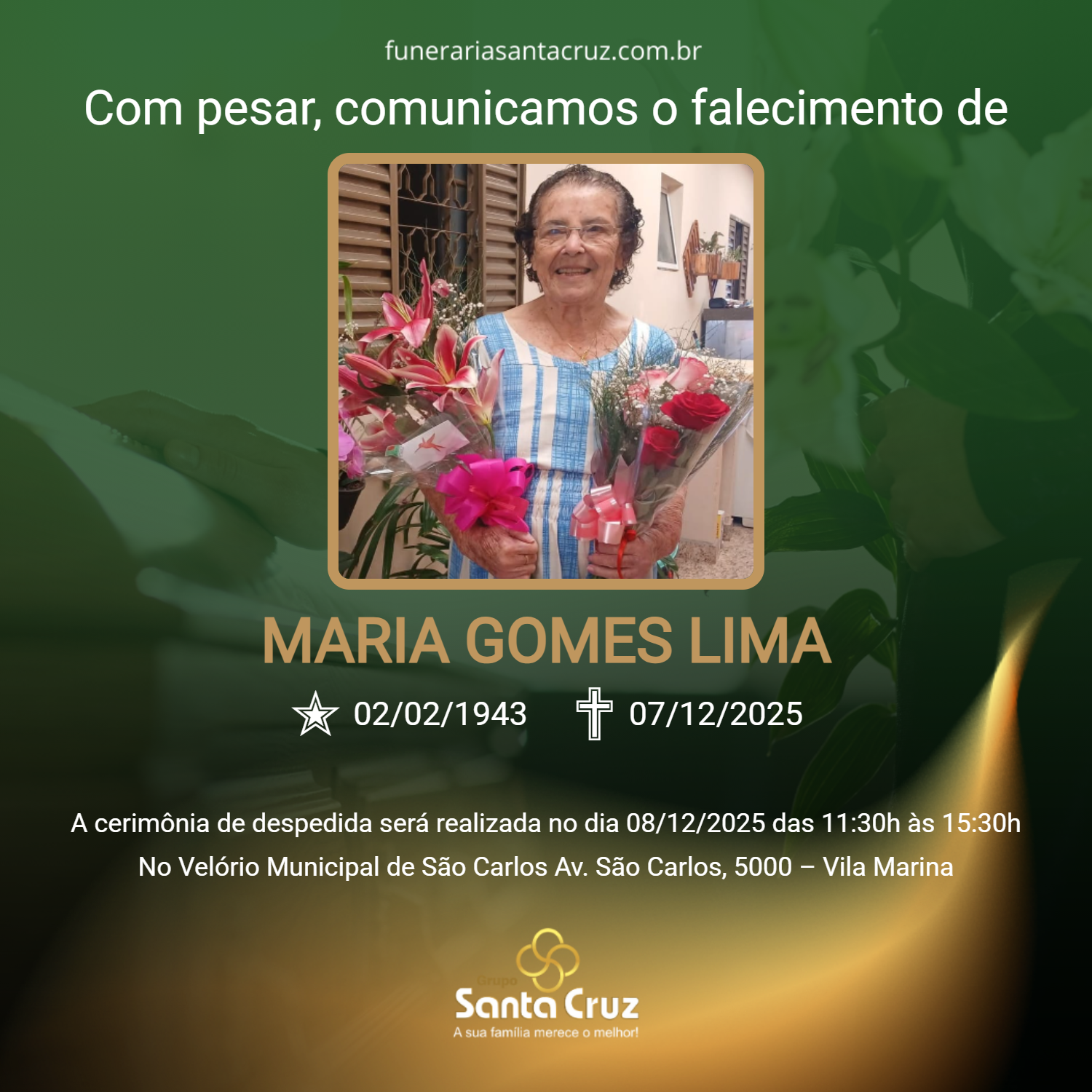 O falecimento, aos 83 anos, de Maria Gomes Lima - São Carlos em Rede